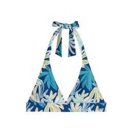Marc O'Polo Marc O'polo Triangel-Bikini-Top ' Bohemian Leaf ' Damen Gr&ouml;&szlig;e 80 dunkelblau / hellgr&uuml;n