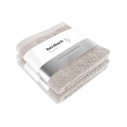 Herzbach Home Handt&uuml;cher Pura im 2er Set, feingemusterte Bord&uuml;re, Fl&auml;chengewicht 550 gsm Herren Gr&ouml;&szlig;e 50x100 cm sand