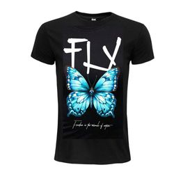 RMK Shirt 'Rundhalsausschnitt Butterfly' Damen Gr&ouml;&szlig;e XL schwarz
