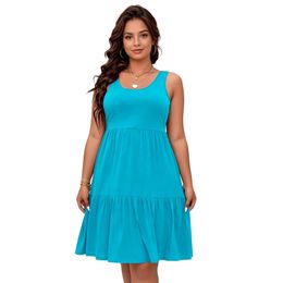 Yesfashion Kleid Damen Gr&ouml;&szlig;e 44 blau Sommerkleid