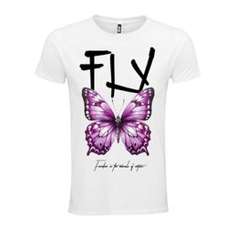 RMK Shirt 'Rundhalsausschnitt Butterfly' Damen Gr&ouml;&szlig;e XXXL white denim