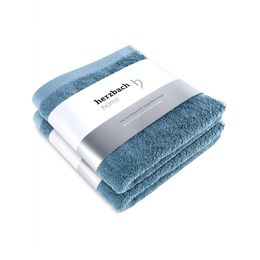 Herzbach Home Handt&uuml;cher Pura im 2er Set, feingemusterte Bord&uuml;re, Fl&auml;chengewicht 550 gsm Herren Gr&ouml;&szlig;e 50x100 cm blau