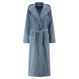 Peter Hahn - Langer Kapuzen-Bademantel, blau, Gr. 52 / XXL - Baumwolle
