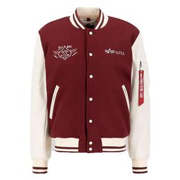 Alpha Industries &Uuml;bergangsjacke 'Varsity Air Force' Herren Gr&ouml;&szlig;e XL burgunder / wei&szlig; Sommerjacke