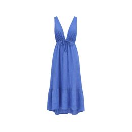 Haris Cotton Kleid 'Sleeveless Dress in Textured Cotton with Deep V Neck' Damen Gr&ouml;&szlig;e 42 royalblau Sommerkleid