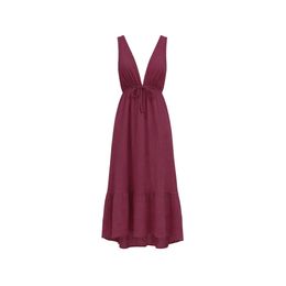 Haris Cotton Kleid 'Sleeveless Dress in Textured Cotton with Deep V Neck' Damen Gr&ouml;&szlig;e 38 brombeer Sommerkleid