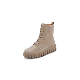 Peter Hahn Gabor - Plateau-Schn&uuml;r-Stiefelette, beige, Gr. 39 - Leder