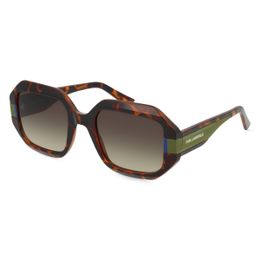 K by KARL LAGERFELD Karl Lagerfeld KL6124S | Unisex-Sonnenbrille | Fassung: Vollrand, Quadratisch, Kunststoff, Braun Dunkel | Glasfarbe: Braun Verlaufend