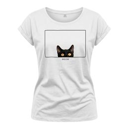 Makaya Shirt 'Cat Frame' Damen Gr&ouml;&szlig;e XXL wei&szlig;