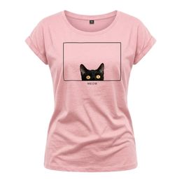Makaya Shirt 'Cat Frame' Damen Gr&ouml;&szlig;e L pink
