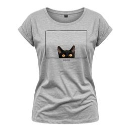 Makaya Shirt 'Cat Frame' Damen Gr&ouml;&szlig;e S grau