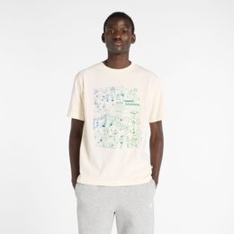 New Balance T-Shirt 'Athletics Run Mural' Herren Gr&ouml;&szlig;e M beige / blau / gr&uuml;n