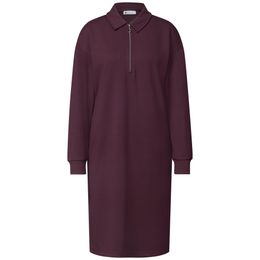 Street One Knielanges Sweatkleid mit Zipperdetail Damen Gr&ouml;&szlig;e 38 dunkelrot Sommerkleid