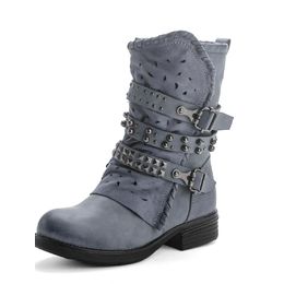 Pogolino Boots 'Damen Biker Boots Stiefeletten mit Nieten ST15' female size 38 Blue
