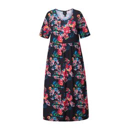 Ulla Popken Kleid Damen Gr&ouml;&szlig;e 54/56 gr&uuml;n / pink / schwarz Sommerkleid