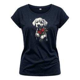 Makaya Shirt 'Labrador Rose' Damen Gr&ouml;&szlig;e M blau
