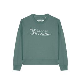 Watapparel Sweatshirt 'Ich kann so nicht arbeiten ' female size L Green / White