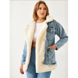 Bianco Lucci Jacke Damen Gr&ouml;&szlig;e S hellbeige / blue denim Sommerjacke