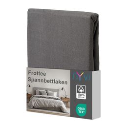NYVI Spannbettlaken DreamScience Frottee - Warm und Kuschelig, hohe Feuchtigkeitsaufnahme, schnell trocknend - Frottier Spannbetttuch Bettlaken Farbe:grau;Gr&ouml;&szlig;e:180x200 - 200x200 cm