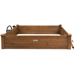 needs&wants&reg; Gro&szlig;e Hochbeet-Umrandung aus Holz f&uuml;r Garten Terrasse, Pflanzbeet Bausatz XL quadratisch, Blumenbeet Kr&auml;uterbeet Beetumrandung niedrig deko, 120 x 120 x 26,5 cm, dunkel-braun