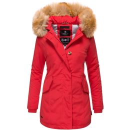 Marikoo Damen edler Wintermantel Parka mit Kunstfellkapuze Karmaa