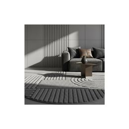 KADIMA DESIGN Teppich Hochflor RIGI in Silber, im Skandi-Boho-Stil, &Oslash; 160 cm