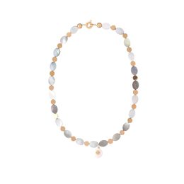 The Gem Stories Jewelry Kette 'Black Coral Mother Pearl Necklace with Sun Element' Damen Gr&ouml;&szlig;e 45 / 50 grau