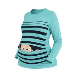 M.m.c. Umstand Shirt 'Guck Guck Umstandslangarmshirt' Damen Gr&ouml;&szlig;e XL t&uuml;rkis