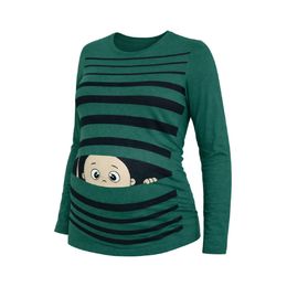 M.m.c. Umstand Shirt 'Guck Guck Umstandslangarmshirt' Damen Gr&ouml;&szlig;e XL dunkelgr&uuml;n