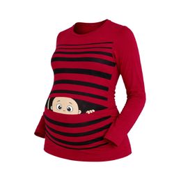 M.m.c. Umstand Shirt 'Guck Guck Umstandslangarmshirt' Damen Gr&ouml;&szlig;e M weinrot