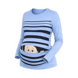 M.m.c. Umstand Shirt 'Guck Guck Umstandslangarmshirt' Damen Gr&ouml;&szlig;e S hellblau