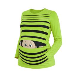 M.m.c. Umstand Shirt 'Guck Guck Umstandslangarmshirt' Damen Gr&ouml;&szlig;e XL grasgr&uuml;n