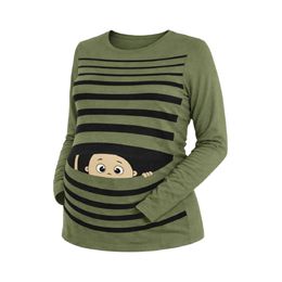 M.m.c. Umstand Shirt 'Guck Guck Umstandslangarmshirt' Damen Gr&ouml;&szlig;e M khaki