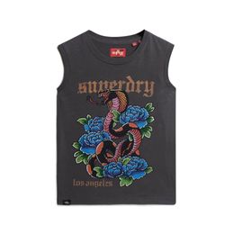 Superdry & Co Top female size L Blue / Anthracite / Light red
