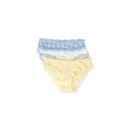 Etam 3er-Pack Baumwoll-Slips mit Spitze 'Jimma' Damen Gr&ouml;&szlig;e L hellblau / hellgelb / wei&szlig;