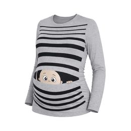 M.m.c. Umstand Shirt 'Guck Guck Umstandslangarmshirt' Damen Gr&ouml;&szlig;e S grau