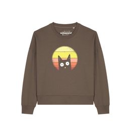 Watapparel Sweatshirt 'Sunset Cat ' Damen Gr&ouml;&szlig;e L braun / mischfarben