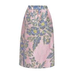 Milano Italy Midirock mit Blumen-Applikationen Damen Gr&ouml;&szlig;e 36 rosa