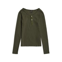 G-Star Raw G-star T-Shirt - 'Slim Henley Long Sleeve' Damen Gr&ouml;&szlig;e XXL grau
