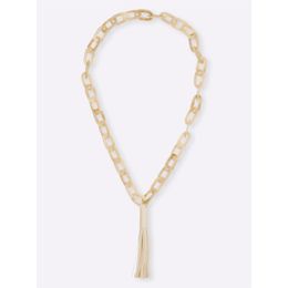 WITT Damen Gliederkette mit Lederquaste, beige, Gr&ouml;&szlig;e 0