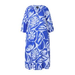 Ulla Popken Kleid Damen Gr&ouml;&szlig;e 46/48 azur / wei&szlig; Sommerkleid