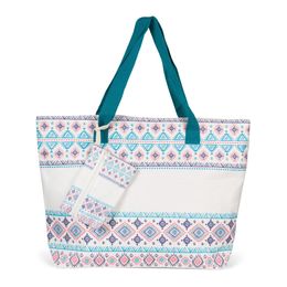styleBREAKER Strandtasche 'Strandtasche Azteken Muster - Boho' Damen Gr&ouml;&szlig;e One Size petrol