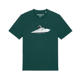 Watapparel Shirt 'Fly me to the moon' male size XXL Dark green / White