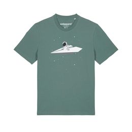 Watapparel Shirt 'Fly me to the moon' Herren Gr&ouml;&szlig;e S gr&uuml;n / wei&szlig;