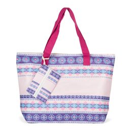 styleBREAKER Strandtasche 'Strandtasche Azteken Muster - Boho' Damen Gr&ouml;&szlig;e One Size himbeer