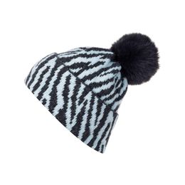 styleBREAKER M&uuml;tze 'Strick Bommelm&uuml;tze mit Zebra Muster' Damen Gr&ouml;&szlig;e 56/58 hellblau