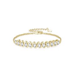 Rougemont Jewellery Armband 'Extravagantes Moissanit Tennisarmband 925 Sterling Silber mit Echtheitszertifikat' Damen Gr&ouml;&szlig;e 18 cm gold