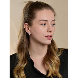 Akzent Ohrringe 'Keramik/ Edelstahl,Zirkonia, wasserfest' Damen Gr&ouml;&szlig;e One Size wei&szlig;