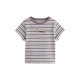Next T-Shirt M&auml;dchen Gr&ouml;&szlig;e 164 taupe / wei&szlig;
