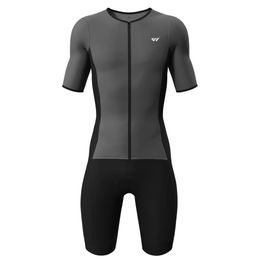 Wulibike Sportanzug 'Wulibike Triathlonanzug Herren Sportlich, mit Sitzpolster, grau, atmungsaktiv' Herren Gr&ouml;&szlig;e M dunkelgrau
